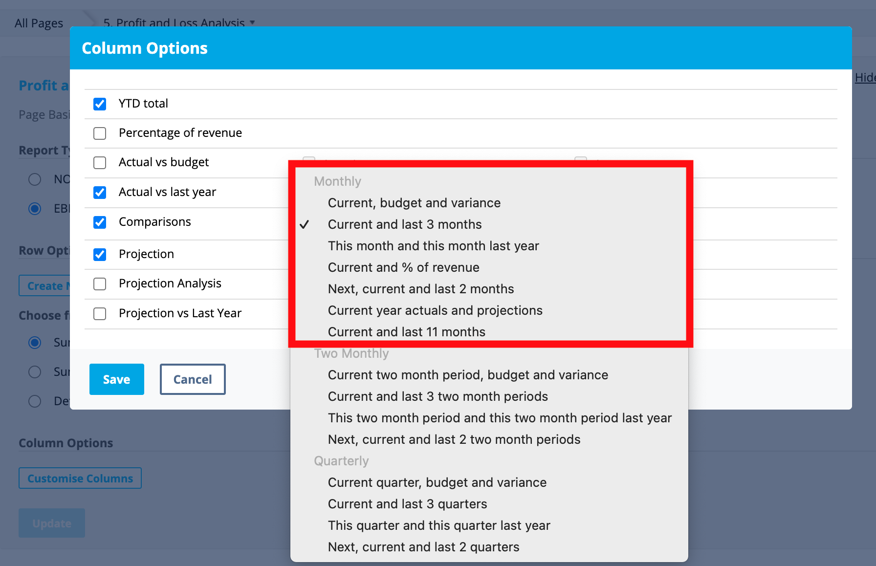 Monthly Profit & Loss Layouts - Spotlight Reporting Help
